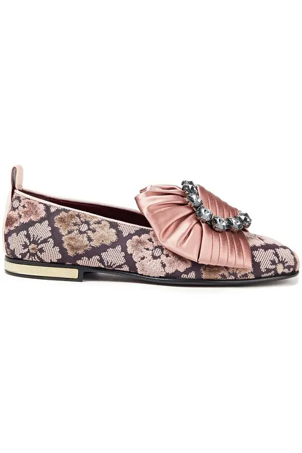 Dolce & Gabbana Crystal-embellished Brocade Loafers - Antique Rose