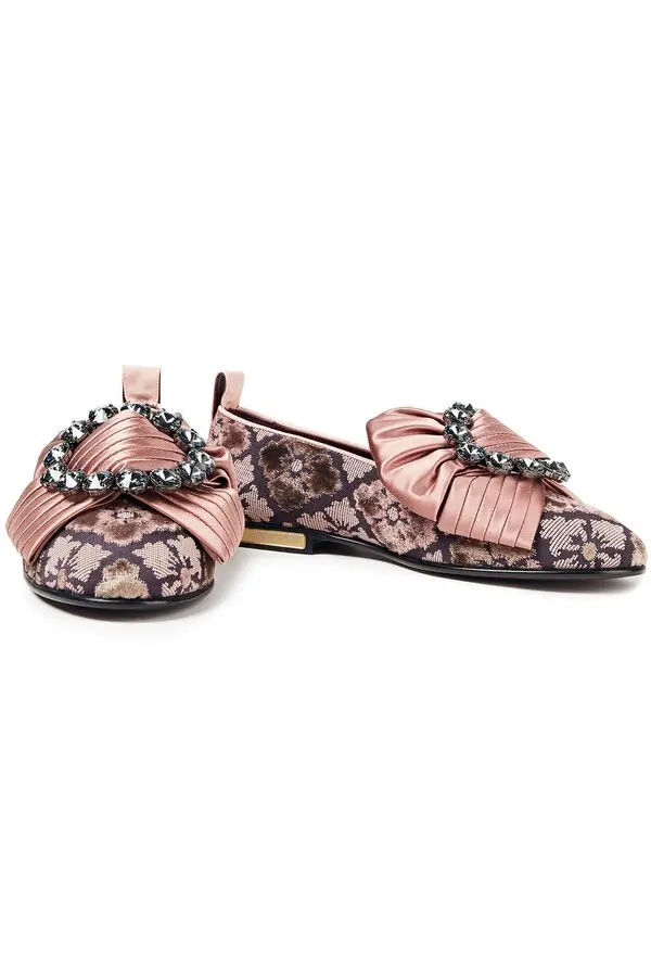 Dolce & Gabbana Crystal-embellished Brocade Loafers