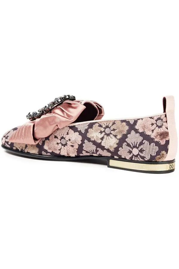 Dolce & Gabbana Crystal-embellished Brocade Loafers