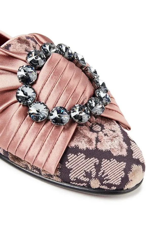Dolce & Gabbana Crystal-embellished Brocade Loafers