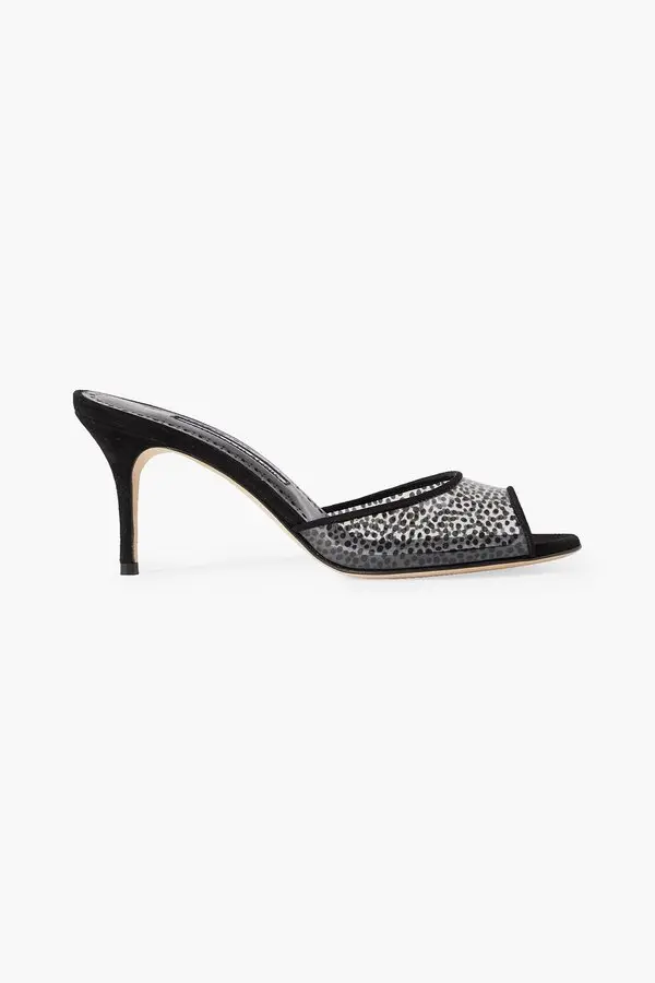 Manolo Blahnik Jadifa 70 Suedetrimmed Pvc Mules