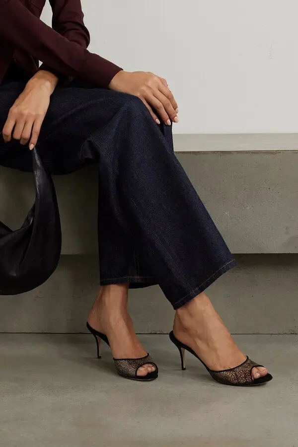Manolo Blahnik Jadifa 70 Suedetrimmed Pvc Mules