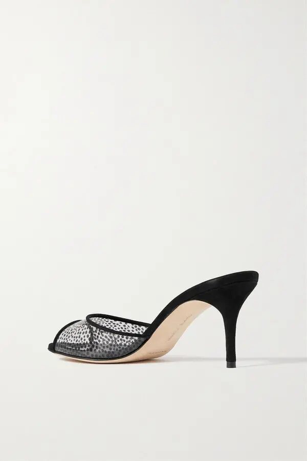 Manolo Blahnik Jadifa 70 Suedetrimmed Pvc Mules