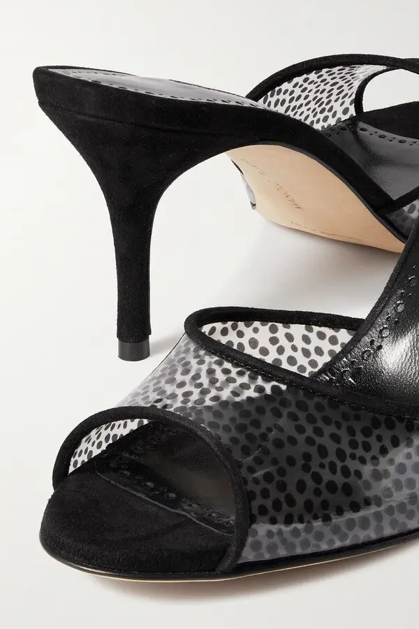 Manolo Blahnik Jadifa 70 Suedetrimmed Pvc Mules