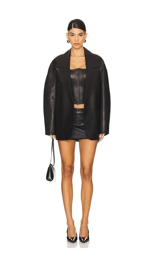 THE SEI Leather Curved Bustier