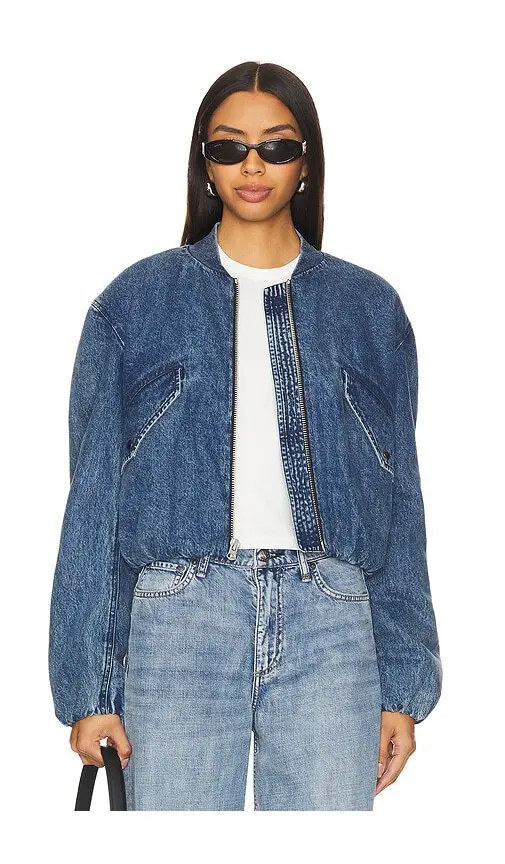 Rag & Bone Maggie Cropped Denim Bomber
