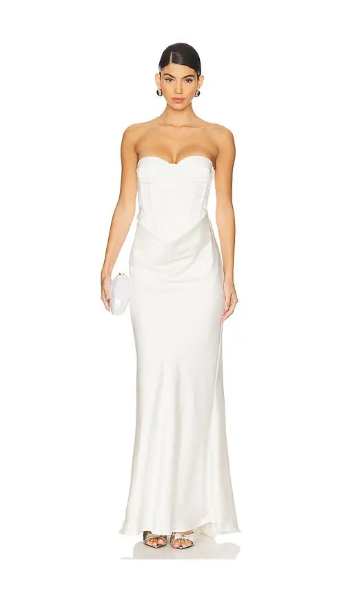 ROTATE BY BIRGER CHRISTENSEN Satin Pearl Corset Dress