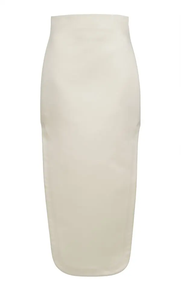 A.W.A.K.E. Mode Slit-detail Satin Midi Skirt - Ivory