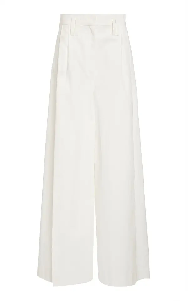 A.W.A.K.E. Mode Full Split Cotton Wide Leg Pants - White