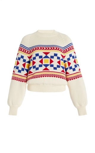HIGH SPORT Lara Fair Isle Knit Cotton Sweater - Ivory