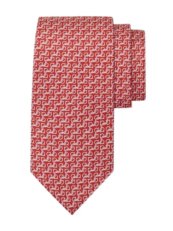 FERRAGAMO Printed Silk Tie - Red