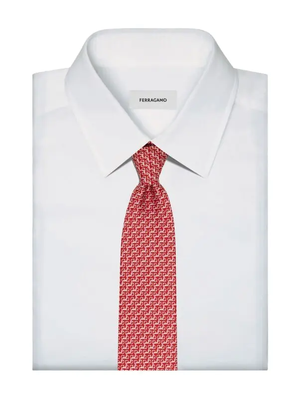 FERRAGAMO Printed Silk Tie - Red