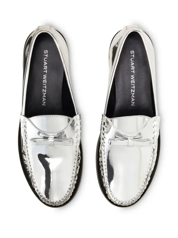STUART WEITZMAN Lottie Bow Loafers - Silver