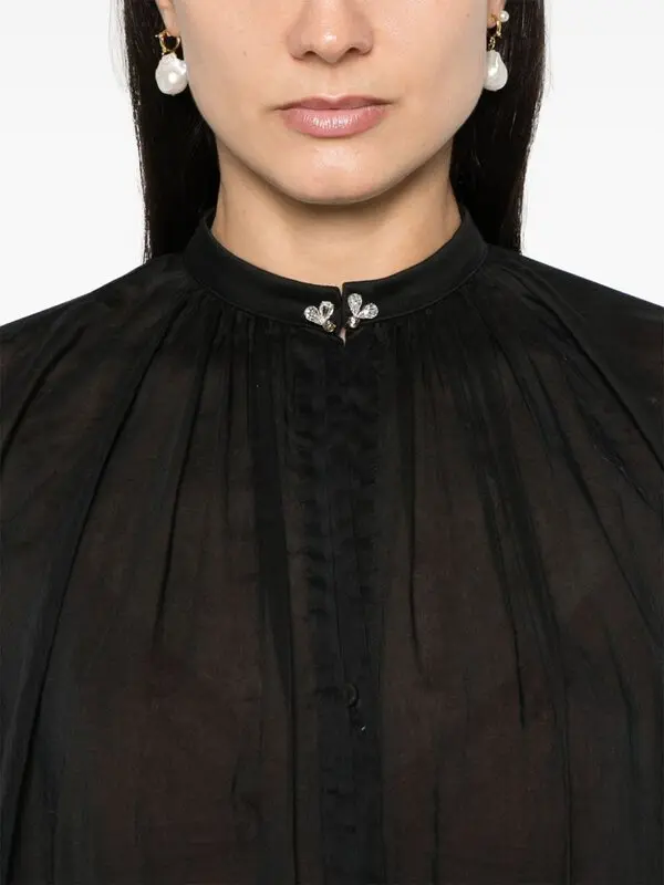 FORTE_FORTE Crystal-embellished Voile Shirt