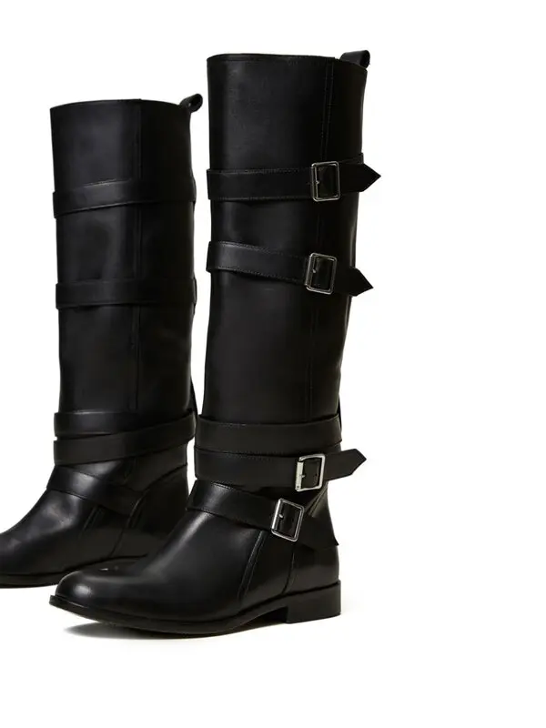 TWINSET Buckle-strap Leather Boots