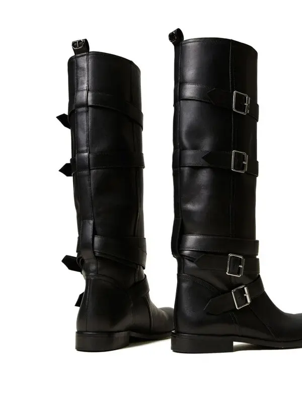 TWINSET Buckle-strap Leather Boots