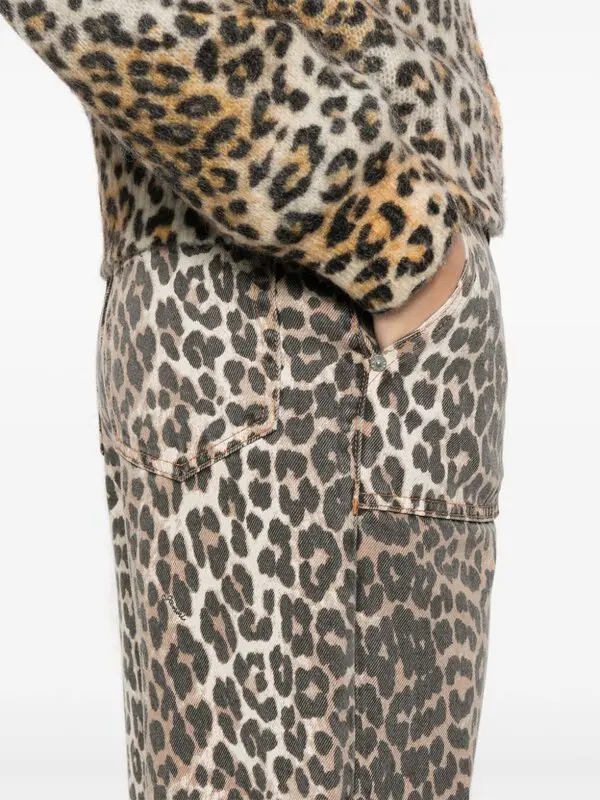 GANNI Angi Leopard Print Jeans