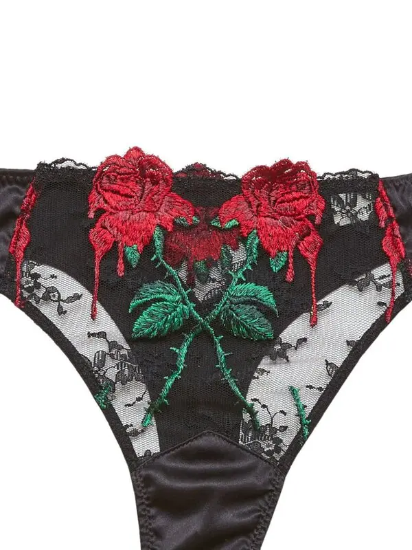 FLEUR DU MAL Vampire Rose Embroidered Thong