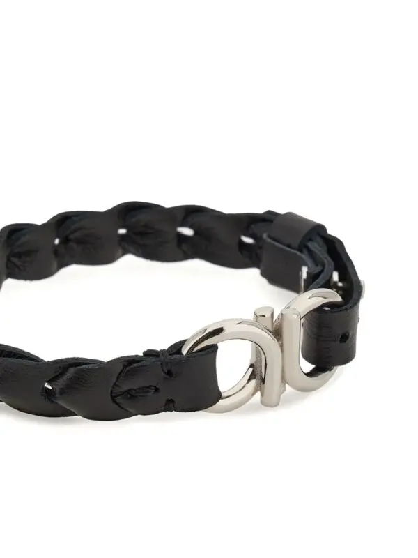 FERRAGAMO Gancini Braided Bracelet - Black
