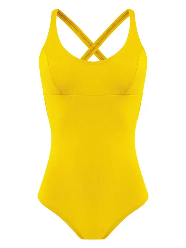 AMIR SLAMA Criss-cross One-piece Swimsuit - Yellow