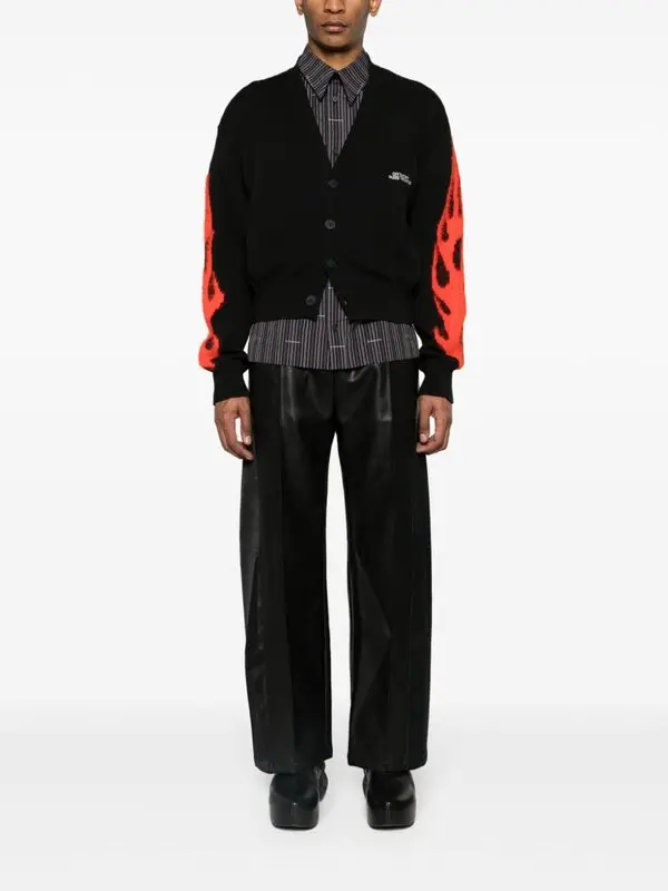Givenchy Flame-intarsia Logo-embroidered Cardigan - Black