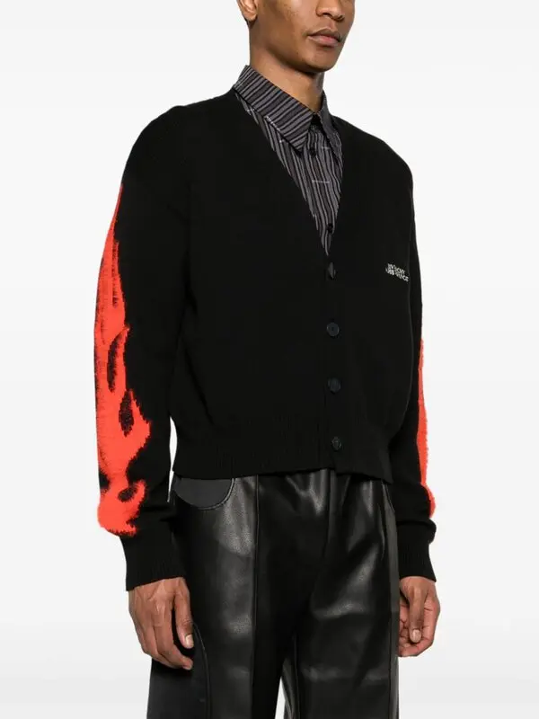 Givenchy Flame-intarsia Logo-embroidered Cardigan - Black