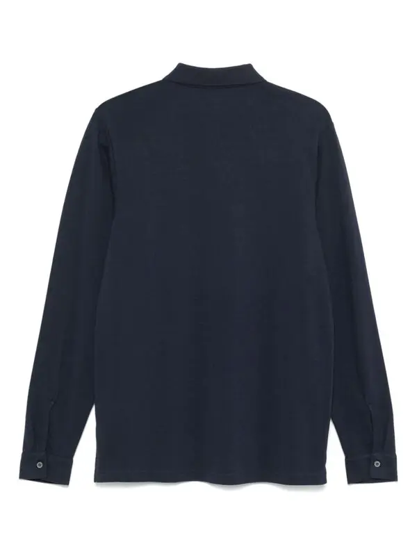 Sunspel Long-sleeve Piqué Polo Shirt - Blue