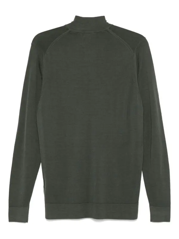 Sunspel Merino Wool Half-zip Sweater - Green
