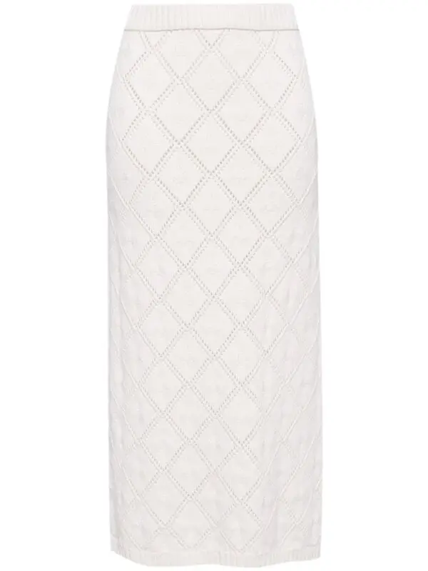 Elie Saab Knitted Midi Skirt - Neutrals