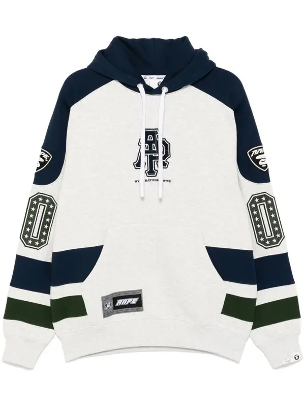 AAPE BY *A BATHING APE Logo Striped Hoodie - Grey