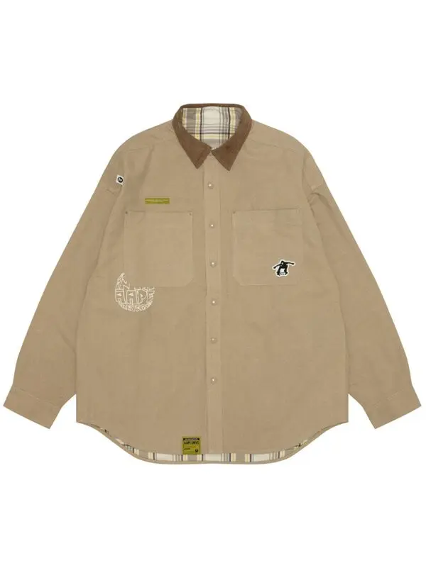 AAPE BY *A BATHING APE Logo-embroidered Shirt - Neutrals