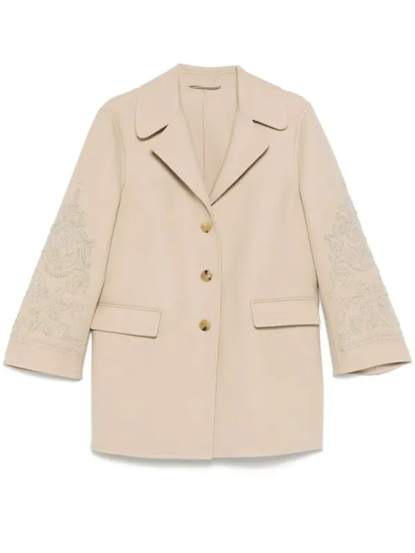 Ermanno Scervino Floral-embroidered Virgin Wool Coat