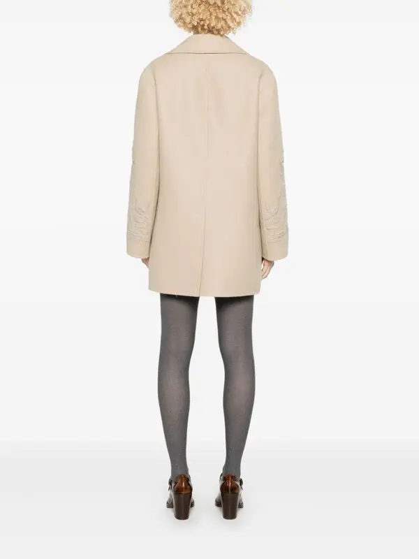 Ermanno Scervino Floral-embroidered Virgin Wool Coat