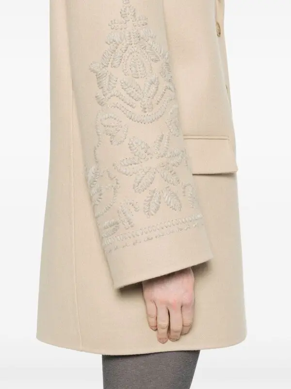 Ermanno Scervino Floral-embroidered Virgin Wool Coat