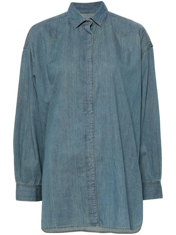 TU ES MON TRESOR The Turquoise Oversized Denim Shirt - Blue