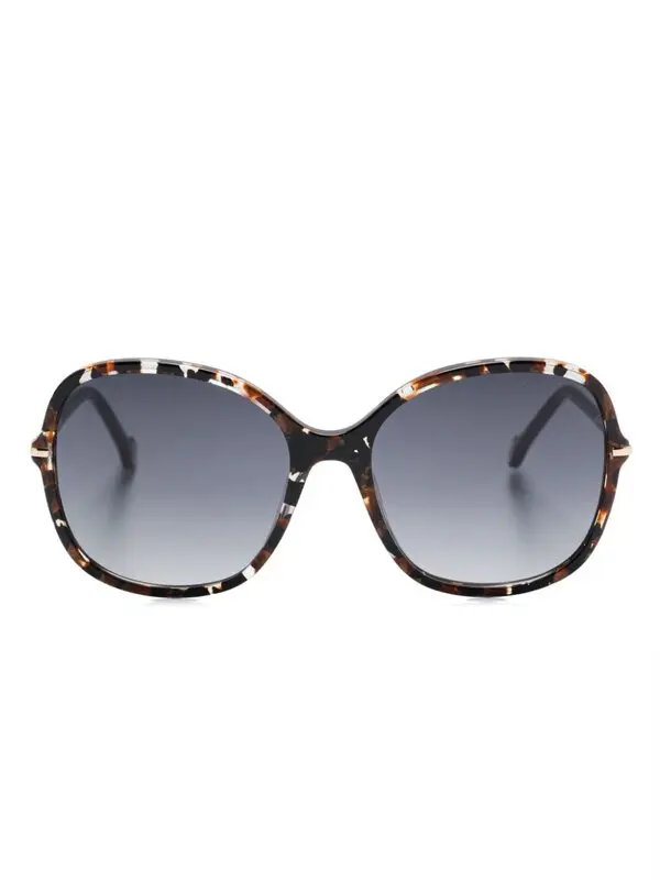 Carolina Herrera Tortoiseshell Effect Oversize Sunglasses - Black