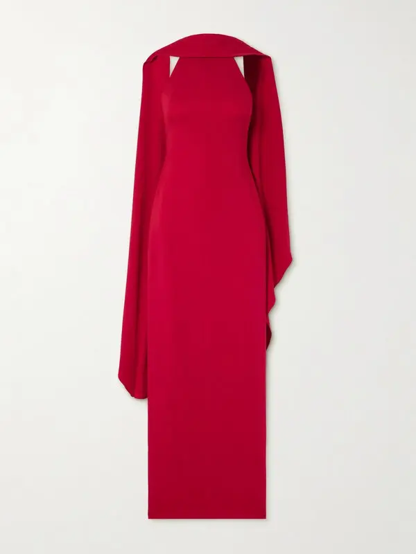 Solace London Emerson Draped Halterneck Gown - Red