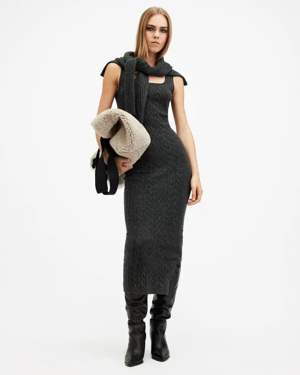 muriel 2-in-1 knitted slim midi dress ALLSAINTS Muriel 2-In-1 Knitted Slim Midi Dress