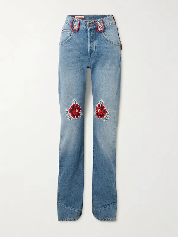 MOLLY GODDARD Cora Embroidered Straight-leg Jeans