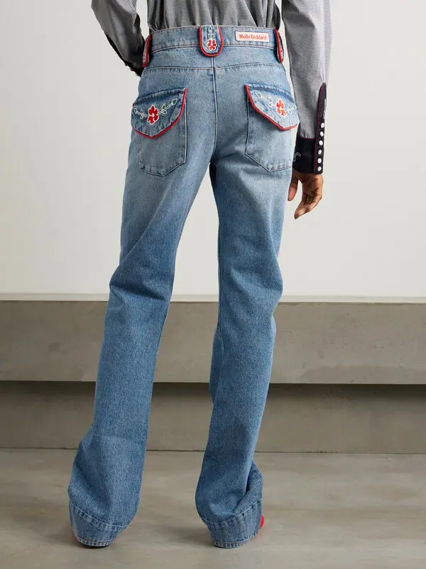 MOLLY GODDARD Cora Embroidered Straight-leg Jeans