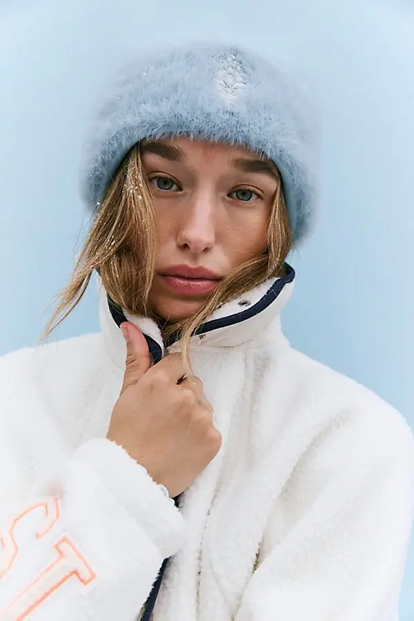 Free People Slopeside Sherpa Earwarmer - Sky Blue/white