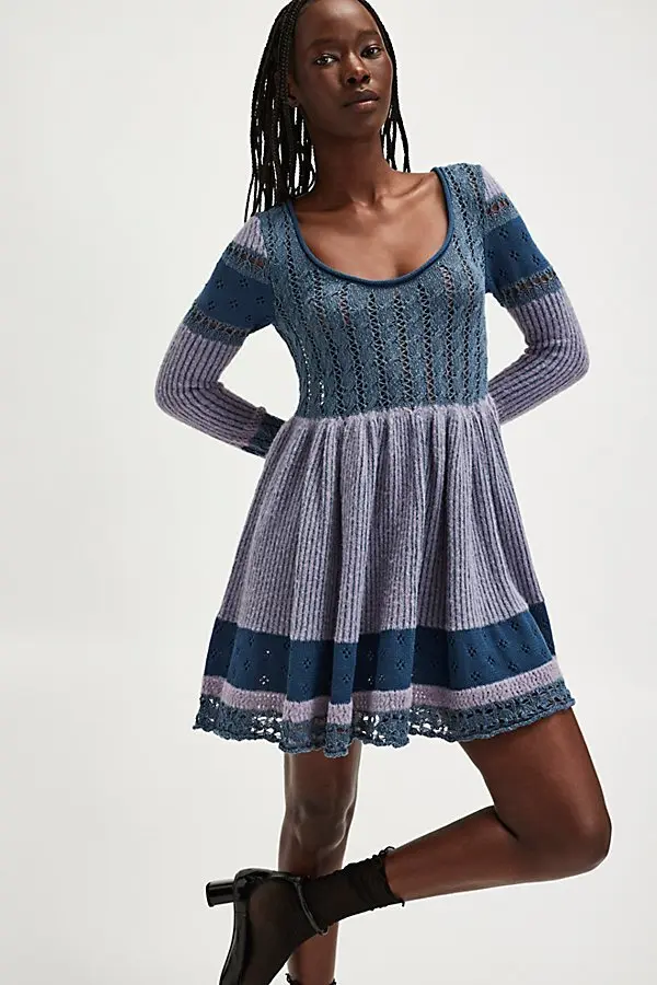 Free People Claudia Mini Dress In Blue Granite Combo - 66% Off |  Editorialist