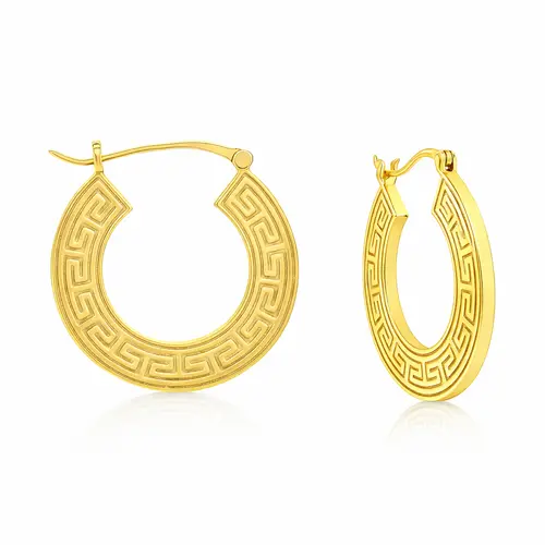 DONATELLO GIAN Name' 30mm Greek Hoop Earrings - Gold