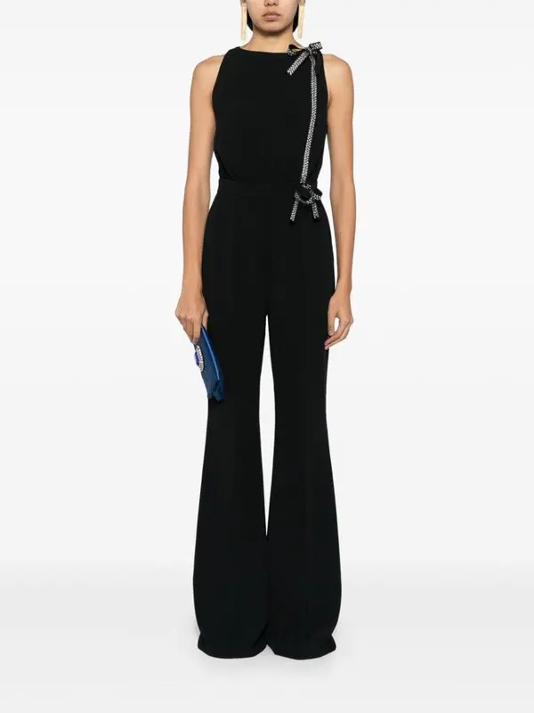 Elie Saab Crystal Bow Jumpsuit - Black