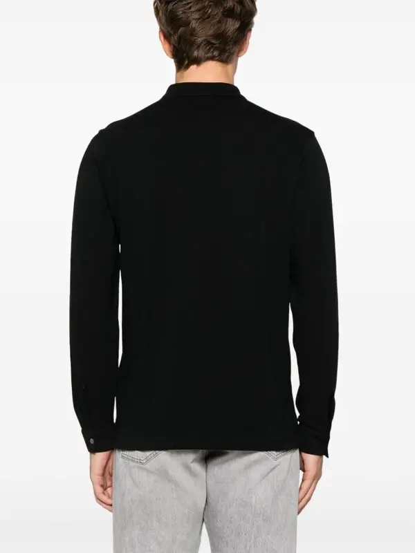 Sunspel Piqué Long-sleeves Polo Shirt - Black