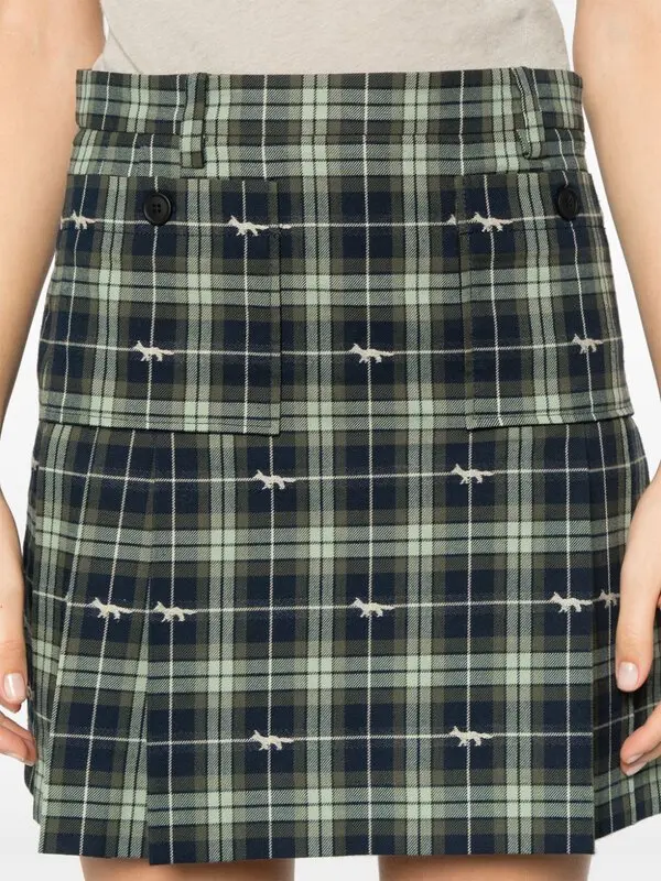 Maison Kitsuné Pocket-embellished Pleated Mini Skirt