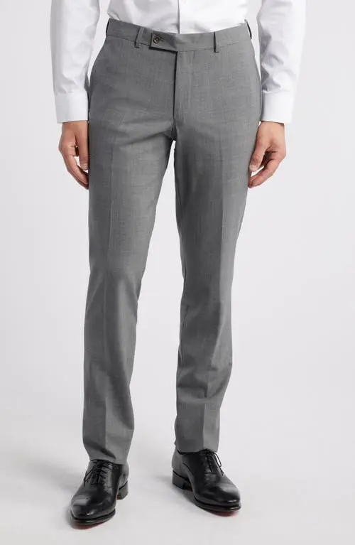 JACK VICTOR Patrick Flat Front Stretch Wool Dress Pants - Medium Grey
