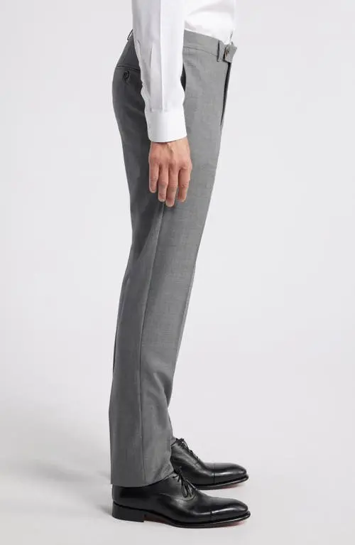 JACK VICTOR Patrick Flat Front Stretch Wool Dress Pants - Medium Grey
