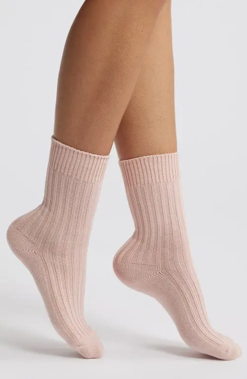 CASA CLARA Ribbed Cotton-blend Crew Socks - Blush