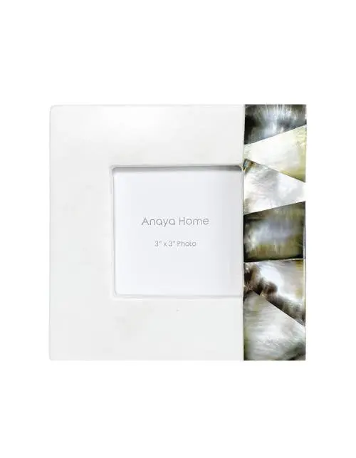 Anaya Grey Mother Of Pearl Marble Picture Frames - White